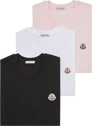 Moncler Moncler Logo Patch Cotton T-shirt (pack Of Three), Women, Multicolour, Size: Xl