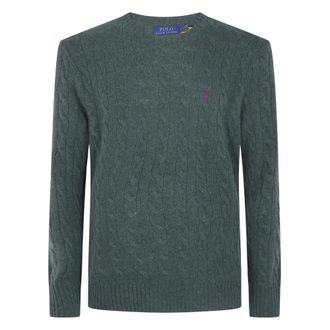 Polo Ralph Lauren Pull en maille torsad&eacute;e &agrave; col rond - Homme - Pulls - Vert - Taille: S
