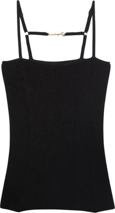 Jacquemus Femme, Tops, Noir, Taille: 34 FR Haut Noir Côtelé avec Encolure Karo