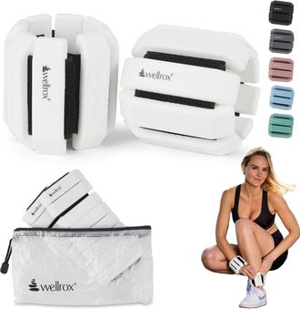 Wellrox Gewichtete Armreifen Comfort Edition - 1,1 kg (0,5 kg je Handgelenkgewicht) verstellbare Kn&ouml;chel- und Handgelenkgewichte f&uuml;r Damen & Herren - Armgewic