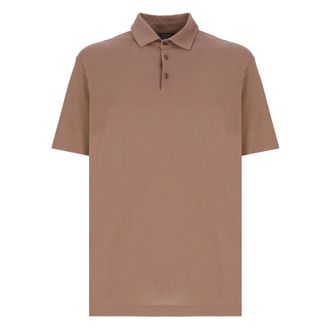 Zanone Braunes Baumwoll-Poloshirt mit Kragen - - Tops - Herren - Braun - 2XL