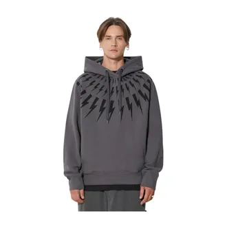 Neil Barrett Fairisle Thunderbolt Hoodie - - Sweatshirts & Hoodies - Herren - Grau - M