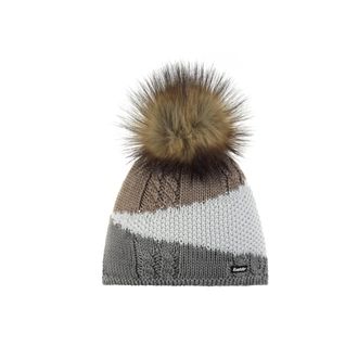 Eisb&auml;r M&uuml;tze Damen Eden Lux Crystal Mehrfarbig - Merino Bommelm&uuml;tze f&uuml;r Frauen - mit Fleece sch&uuml;tzt vor K&auml;lte und Wind - Strickm&uuml;tze mit Pompon aus Kunstfell