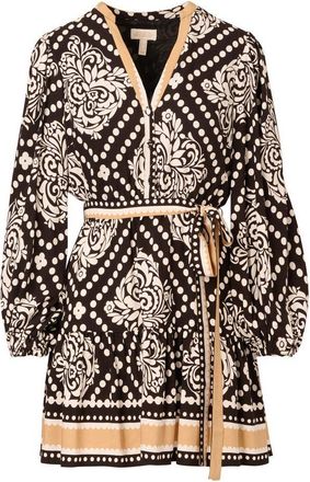 Adrianna Papell Sommerkleid Printed Short Dress Bohemian-Kleid mit volantverziertem Saum