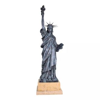 Generic Gro&szlig;e Freiheitsstatue New York, echte Bronze auf Marmorsockel, Metallkunstskulptur