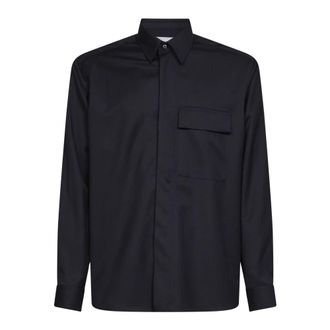 D4.0 Hemdjacke aus Schurwolle - - Jackets - Herren - Blau - L