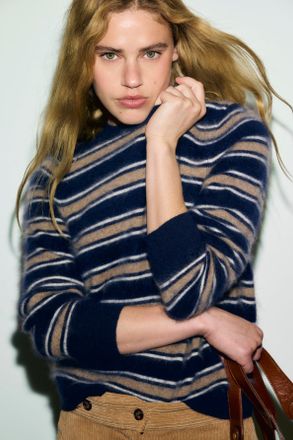 Gerard Darel Pull &agrave; rayures en laine bross&eacute;e - RIMA - Camel