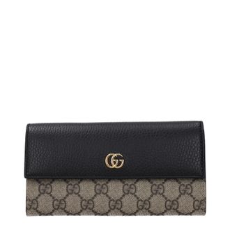 Gucci Femmes Portefeuille Tissu Beige/Noir