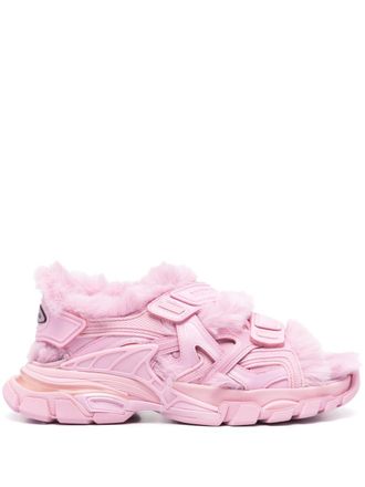 Balenciaga sandales Track &agrave; fourrure artificielle - Rose