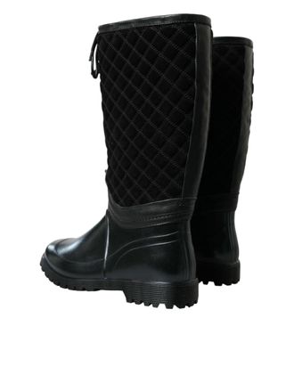 Dolce & Gabbana Lace-Up Quilted Calfskin Boots - Black