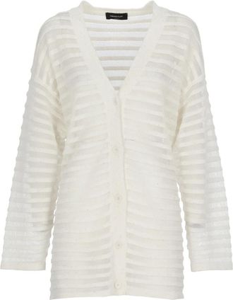 Fabiana Filippi Femme, Pulls, Blanc, Taille: 34 FR Cardigan en coton et lin avec sequins