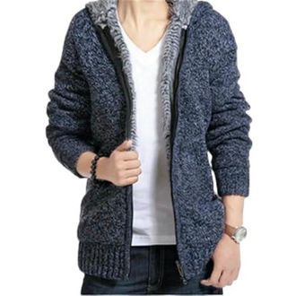 Generic NYSBH Pull &eacute;pais pour homme avec fermeture &eacute;clair et doublure en cachemire, bleu marine, M