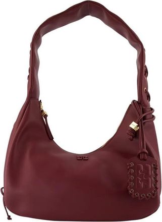 Ganni Hobo Bags - Medium Laces Shoulder Bag - Leather - Burgundy - Gr. unisize - in Schwarz - für Damen