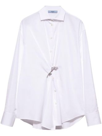 Prada Hemd mit Brosche - Weiß