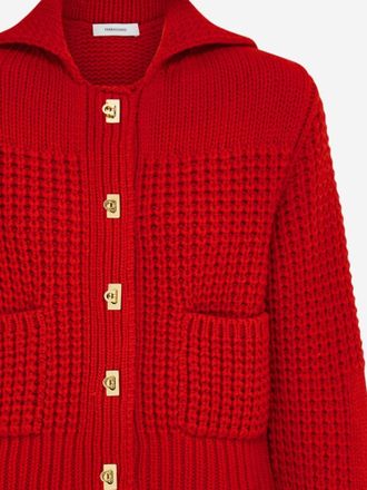 Ferragamo Wool and Cashmere Cardigan - Red