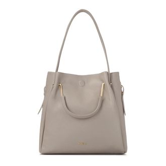 Kazar Femme, Sacs, Gris, Taille: ONE Size Sac &agrave; main en cuir gris avec poign&eacute;es et bandouli&egrave;re en m&eacute;tal
