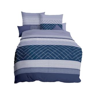 Kaeppel Mako-Satin Bettw&auml;sche Refined blau 1 Bettbezug 135 x 200 cm + 1 Kissenbezug 80 x 80 cm