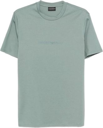 Emporio Armani Homme, Tops, Vert, Taille: 3XL T-Shirt &agrave; Col Rond avec Logo Tonal