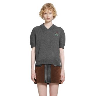 Marni Short Sleeve V-Neck Cashmere Sweater