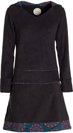 vishes Alternative Bekleidung - Extra warmes Winterkleid Damen Pullover-Kleid Sweatkleid Eco-Fleece schwarz 38-40