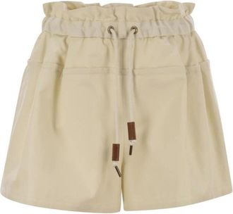 Moncler Femme, Shorts, Beige, Taille: 36 FR High-Waisted Pleated Shorts