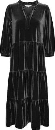 Part Two Femme, Robes, Noir, Taille: 36 FR Robe en Velours Noir avec Volants