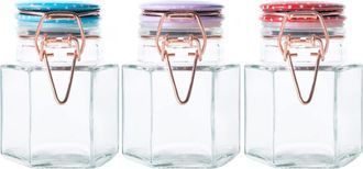 hOme Home Basic Vorratsdosen, Rosa/Rot/Hellblau, 3 Einheiten