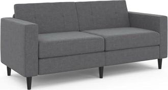 IDMarket Canap&eacute; 3 Places Callie en Tissu Gris Anthracite
