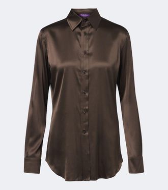 Ralph Lauren Collection Chemise en satin de soie m&eacute;lang&eacute;e