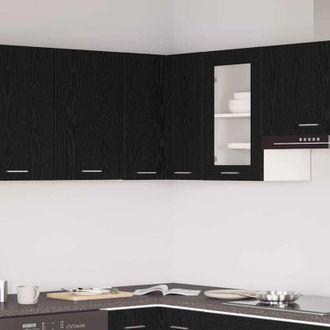 vidaXL Vidaxl - Armoire Suspendue dAngle avec porte Ch&ecirc;ne noir 57 x 57 x 60 cm