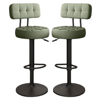 Generic Drehbare, H&ouml;henverstellbare Barhocker (2Er-Set), Gepolstert mit Pu-Leder und R&uuml;ckenlehne, Stabile Metallbeine, 60-80 cm Hoch, Ideal f&uuml;r K&uuml;cheninseln u