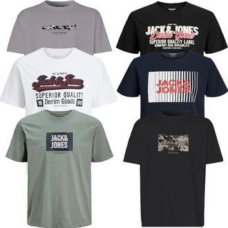 Jack & Jones Oy-3s Lot de 6 t-shirts &agrave; col rond pour homme, Lot de 6, XL
