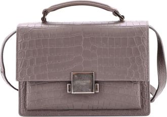 Saint Laurent Bellechasse Crocodile Embossed Leather Medium satchel - Grau