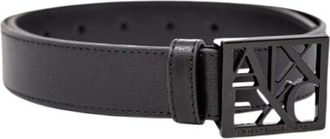 A|X Armani Exchange Femme, Accessoires, Noir, Taille: 80 CM Ceinture en cuir noir avec boucle et