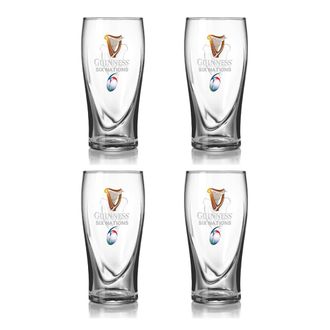 Guinness Set mit 4 Pint-Gl&auml;sern, ideal f&uuml;r Zuhause, Bar und K&uuml;che (Six Nations)