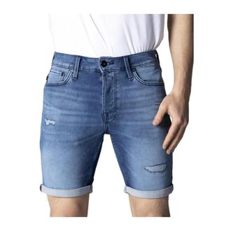 Jack & Jones Homme, Shorts, Bleu, Taille: XS Shorts en jean avec d&eacute;tails us&eacute;s et ourlet brut