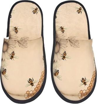 Generic Slippers Abeilles R&eacute;tro Doux Pantoufles DHiver Cozy Hiver Chausson Pour Homme Voyage Automne L