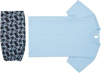 CALIDA Herren Pyjama blau Jersey-Baumwolle gemustert