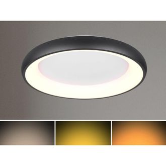 Trio Flache led Deckenleuchte cardona gro&szlig; Schwarz, dimmbar & 3 Lichtfarben, &oslash; 62cm