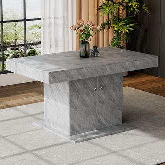 Generic Ausziehbarer Esstisch mit Stauraum und automatischem Teleskopmechanismus, moderner rechteckiger Tisch f&uuml;r Esszimmer und Wohnzimmer, platzsparender mul