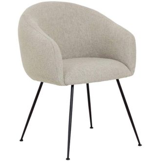 Made In Meubles Chaise en tissu &eacute;cru et pieds en m&eacute;tal Sandy