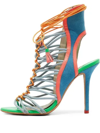 Sophia Webster sandales pre-owned 110 mm à design colour block - Bleu