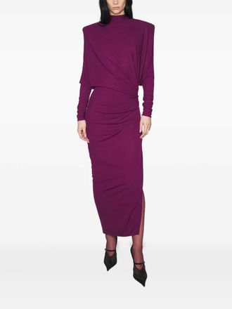 MUGLER Drapiertes Maxikleid mit gepolsterten Schultern - Violett
