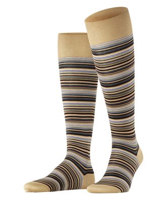 Falke Herren Kniestr&uuml;mpfe Microblock M Kh Baumwolle lang gemustert 1 Paar, Beige Country 4380, 41-42