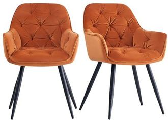 Ainpecca Chaise de Salle &agrave; Manger en Velours avec Accoudoirs Si&egrave;ge &Eacute;pais Rembourr&eacute;, Pieds en M&eacute;tal Solide, Chaise dAngle pour Coin Salon ou Salle &agrave; Manger (2, 