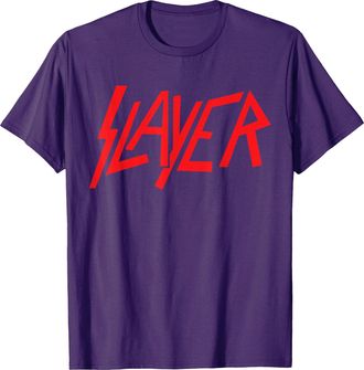 Slayer Classic Red Logo On Purple T-Shirt