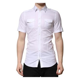 Dolce & Gabbana Wei&szlig;e Baumwoll-Casual-Hemd Kurze &Auml;rmel - - Shirts - Herren - Wei&szlig; - S