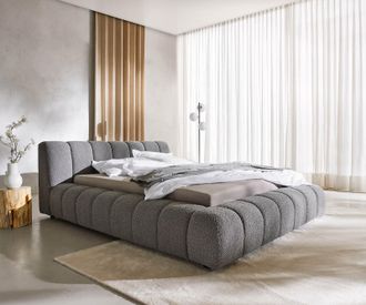 DELIFE Polsterbettgestell Cutio 140x200 cm Bouclé Silbergrau, Polsterbetten