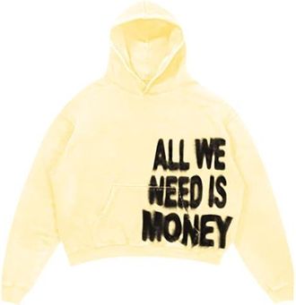 Generic Sweat &agrave; capuche surdimensionn&eacute; en polaire &eacute;pais pour homme, coupe ample, pull d&eacute;contract&eacute; pour lautomne et lhiver, jaune clair, XXL