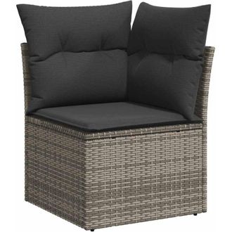 vidaXL Garten-Ecksofa mit Kissen Grau Poly Rattan - Vidaxl
